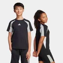 M&auml;dchen T-Shirt "SEASONAL ESSENTIALS COLORBLOCK KIDS", schwarz, Gr. 140, adidas Sportswear, Obermaterial: 100% Baumwolle, Shirts