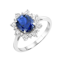 Firetti Damen Goldring "Schmuck Geschenk Gold 375 Damenring Goldring Edelstein Farbstein Rubin", 54, Wei&szlig;gold 333, 2mm, blau, Wei&szlig;gold 333,