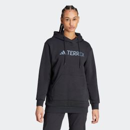 adidas terrex Damen Kapuzensweatshirt "MULTI LARGE LOGO HOODIE", schwarz, Gr. L, Obermaterial: 70% Baumwolle, 30% Polyester, Sweatshirts