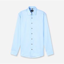 OLYMP Herren Langarmhemd "No 6"bleu, Gr. 43, unifarben, Web, Obermaterial: 100% Baumwolle, Hemden, Businesshemd, super slim fit, New York Kentkragen