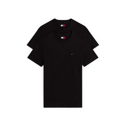 Tommy Jeans Damen Rundhalsshirt "TJM XSLIM 2PACK JERSEY TEE EXT", schwarz, Gr. M, Single Jersey, Obermaterial: 100% Baumwolle, Shirts, Logostickerei,