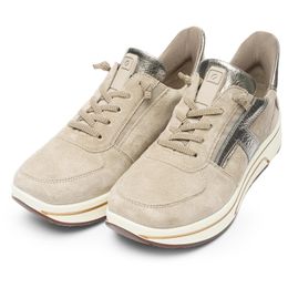 Ara Damen Sneaker "SAPPORO", Gr. 9, beige, Glattleder, Veloursleder, Schuhe, Plateausneaker, Schn&uuml;rschuh in Komfortweite H (= sehr weit)