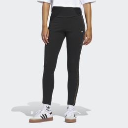 Damen Leggings "LEOPARD 3-STREIFEN", schwarz, Gr. XS, adidas originals, Obermaterial: 93% Baumwolle, 7% Elasthan, Hosen, sportlicher Stil, f&uuml;r