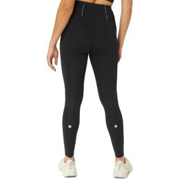 asics Damen Lauftights "ROAD HIGH WAIST TIGHT", schwarz, Gr. XL, kontrastfarbene Details, Obermaterial: 78% Polyester, 22% Elasthan, Hosen,