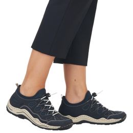 Rieker Damen Slip-On Sneaker, Gr. 43, blau, Nubuklederimitat, Textil, Schuhe, Trekking Schuh, Freizeitschuh, Slipper mit Wechselfu&szlig;bett
