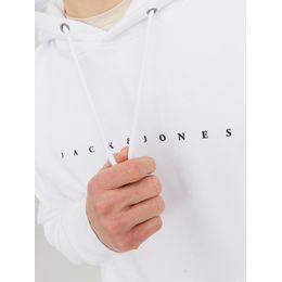 Jack & Jones JACK & JONES Herren Kapuzensweatshirt "JJESTAR mit 3D-Print und Kapuze f&uuml;r vielseitige Anl&auml;sse", wei&szlig;, Gr. L, bedruckt, angeraute Sweatware,