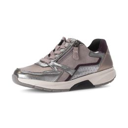 ROLLINGSOFT Damen Keilsneaker, Gr. 39, silber, Veloursleder, Ziegenleder, metallic, Schuhe, Schn&uuml;rer, Halbschuh, Freizeitschuh mit zus&auml;tzlichem