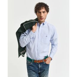 Gant Herren Langarmhemd "Regular Fit Popeline Hemd leicht strapazierf&auml;hig pflegeleicht", blau, Gr. 4XL, unifarben, Popeline, Obermaterial: 100%