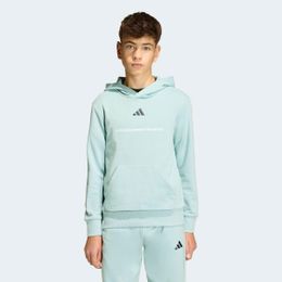 Jungen Kapuzensweatshirt "ADIDAS SLOGAN FLEECE-HOODIE", blau, Gr. 164, adidas Sportswear, Obermaterial: 71% Baumwolle, 29% Polyester, Sweatshirts,
