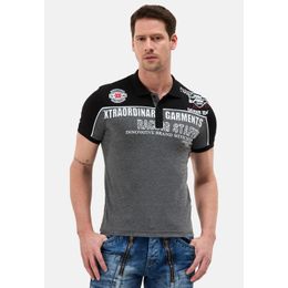 Cipo & Baxx CIPO & BAXX Herren Poloshirt, grau, Gr. XXL, bedruckt, mehrfarbig, Jersey, Obermaterial: 95% Baumwolle, 5% Elasthan, Shirts