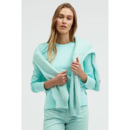 Rundhalsshirt SENSES.THE LABEL, Damen, Gr. L, crystal aqua, Single Jersey, Material: 95% Baumwolle, 5% Elasthan, unifarben, slim fit normal, Rundhals, eingesetzt gerader Abschluss, Shirts Rundhalsshirt, mit Baumwolle
