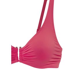 Lascana Damen B&uuml;gel-Bikini-Top "Italy", orange, Gr. 36, unifarben, Microfaser, Bikini-Oberteile, mit goldfarbigen Accessoire