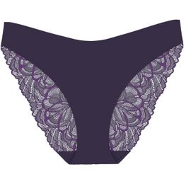 Triumph Damen Slip "Body Make-Up Illusion Lace", Gr. 42, blau, Microtouch, Obermaterial: 80% Polyamid, 20% Polyester, Unterhosen, florale