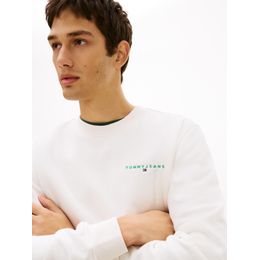 Tommy Jeans Herren Sweatshirt "TJM REG LINEAR CREW EXT", wei&szlig;, Gr. L, Sweatware, Obermaterial: 80% Baumwolle, 20% Polyester, Sweatshirts, mit