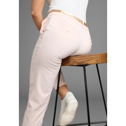 Laura Scott Damen Chinohose, rosa, Gr. 34, unifarben, Web, Obermaterial: 94% Polyester, 6% Elasthan, Hosen, mit passendem G&uuml;rtel