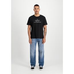 Herren T-Shirt "Basic Mid Logo TPU T-Shirt", schwarz, Gr. XL, Alpha Industries, Obermaterial: 100% Baumwolle, Shirts