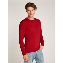 Tommy Hilfiger Herren Langarmshirt "STRETCH SLIM FIT LONG SLEEVE", rot, Gr. XXXL, bestickt, unifarben, Single Jersey, Obermaterial: 96% Baumwolle, 4%