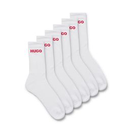 HUGO UNDERWEAR Jungen Socken "6P QS RIB LOGO CC", Gr. 43, wei&szlig;, Baumwollmischung, unifarben, Socken, mit eingestricktem HUGO Logo