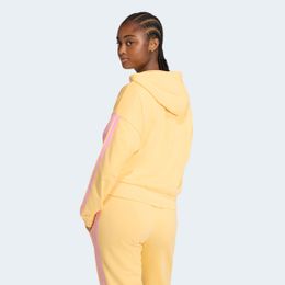Damen Kapuzensweatshirt "ESSENTIALS 3-STREIFEN FRENCH TERRY"semi ice tangerine, st tropic bloom, Gr. XS, adidas Sportswear, Obermaterial: 55%