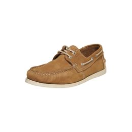 Henry Stevens Herren Bootsschuh "Elia M DS Freizeitschuh", Gr. 42, beige, Kalbsnubuk, Schuhe, Herren Halbschuh Leder handgefertigt, Slipper