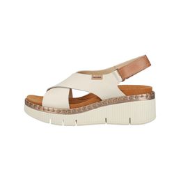Pikolinos Damen Keilsandalette "Pikolinos Sandalen Leder", Gr. 39wei&szlig;, gold, Leder, Schuhe