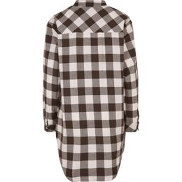 Urban Classics Damen A-Linien-Kleid "Urban Classics Damen Ladies Oversized Check Flannel Shirt Dress"pink, braun, Gr. XS, 100% Baumwolle, Kleider