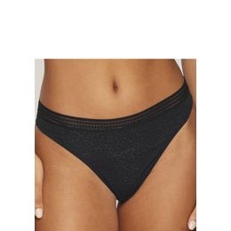 Lascana Damen String "Freya", Gr. 44, schwarz, Spitze, Obermaterial: 85% Polyamid, 15% Elasthan, Unterhosen, aus Spitze in Leo-Optik mit modischem