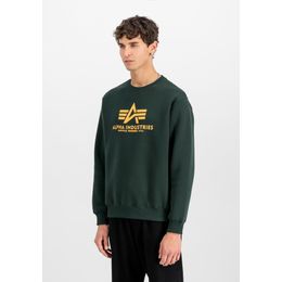 Herren Sweatshirt "Basic Sweater", blau, Gr. L, Alpha Industries, bedruckt, angeraute Sweatware, Obermaterial: 80% Baumwolle, 20% Polyester,