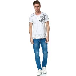 Rusty Neal Herren T-Shirt, wei&szlig;, Gr. S, bedruckt, 100% Baumwolle, Shirts, im coolen Used-Look-Design