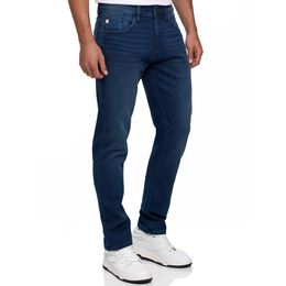 INDICODE Herren Regular-fit-Jeans "INCoil", blau, Gr. 36, Abriebeffekte, Denim/Jeans, Obermaterial: 77% Baumwolle, 21% Polyester, 2% Elasthan, Jeans,