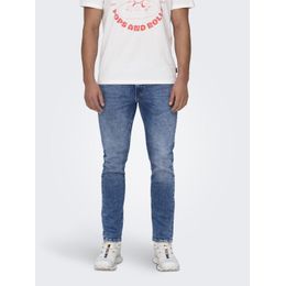 Only & Sons ONLY & SONS Herren Straight-Jeans "ONSWEFT REGULAR WB 0021 TAI DNM NOOS", blau, Gr. 33, Abriebeffekte, Denim/Jeans, Obermaterial: 99% Baumwolle, 1%