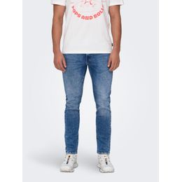 Only & Sons ONLY & SONS Herren Straight-Jeans "ONSWEFT REGULAR WB 0021 TAI DNM NOOS", blau, Gr. 29, Abriebeffekte, Denim/Jeans, Obermaterial: 99% Baumwolle, 1%