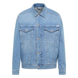 Mustang Damen Outdoorjacke "Damen Style Arcata Boyfriend Jacket", blau, Gr. XS, gepunktet, Web, 99% Baumwolle, 1% Elasthan, Jacken