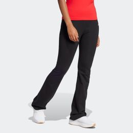 Damen Leggings "ESSENTIALS SMALL LOGO FLARED", schwarz-wei&szlig;, Gr. S, adidas Sportswear, Obermaterial: 90% Baumwolle, 10% Elasthan, Hosen, Hoher Bund,