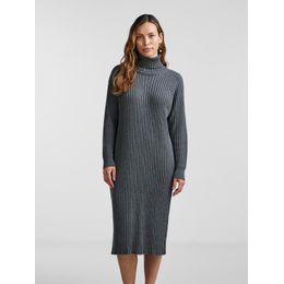Y.A.S Damen Strickkleid "YASMAVI KNIT MIDI ROLLNECK DRESS", grau, Gr. XL, meliert, Rippstrick, Obermaterial: 50% Baumwolle, 50% Polyacryl, Kleider