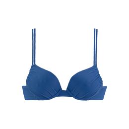 Sunseeker Damen Push-Up-Bikini-Top "Fancy", blau, Gr. 40, Strukturmuster, Obermaterial: 92% Polyamid, 8% Elasthan. Wattierung: 100% Polyester,