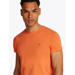 Tommy Hilfiger Herren T-Shirt "STRETCH SLIM FIT", orange, Gr. S, Jersey, Obermaterial: 96% Baumwolle, 4% Elasthan, Shirts, unifarben, casual, slim