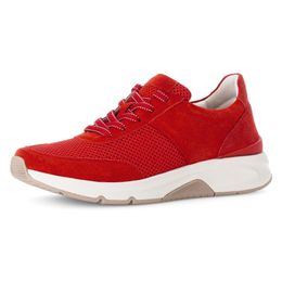 ROLLINGSOFT Damen Keilsneaker, Gr. 36, rot, Textil, Veloursleder, Schuhe, Freizeitschuh, Halbschuh, Schn&uuml;rschuh, Logoschriftzug an der Ferse