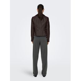 Only Damen Lederimitatjacke "ONLGEMMA &ndash; Bikerjacke mit asymmetrischem Rei&szlig;verschluss"chocolate torte, Gr. 32, unifarben, Web, Obermaterial: 100%