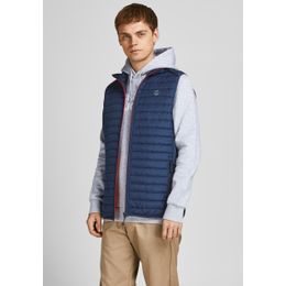 Jack & Jones JACK & JONES Herren Steppweste "JJEMULTI BODYWARMER COLLAR NOOS", blau, Gr. S, unifarben mit Farbeinsatz, Web, Obermaterial: 100% Polyester, Westen,