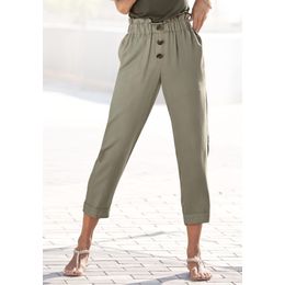 Lascana Damen Paperbag-Hose "f&uuml;r den Sommer aus luftig-leichtem Stoff", gr&uuml;n, Gr. 42, unifarben, Twill, Obermaterial: 100% Viskose, Hosen