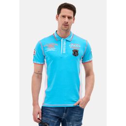 Cipo & Baxx CIPO & BAXX Herren Poloshirt, blau, Gr. L, kontrastfarbene Details, mehrfarbig, Jersey, Obermaterial: 95% Baumwolle, 5% Elasthan, Shirts