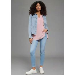 Kangaroos Damen Longblusepink gestreift, Gr. 44, Web, Obermaterial: 100% Viskose, Blusen, Langarmbluse, figurumspielende Passform, Rundhalsausschnitt