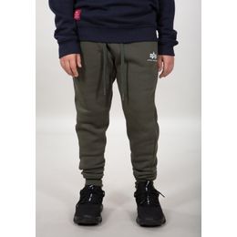 Jungen Jogginghose "Basic Jogger SL K", gr&uuml;n, Gr. 16, Alpha Industries, Obermaterial: 80% Baumwolle, 20% Polyester, Hosen