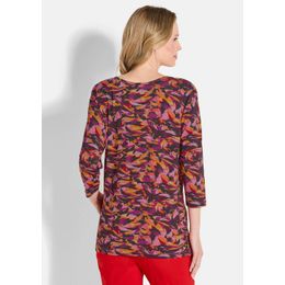 GOLDNER Damen Print-Shirt "Florales Viskoseshirt mit Rundhals", rot, Modisch, Gr. 38, Obermaterial: 95% Viskose CV. 5% Elasthan EL., Shirts,