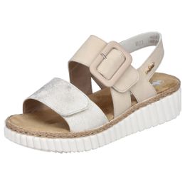 Rieker Damen Plateausandale, Gr. 43, beige, Lederimitat, Schuhe, Sommerschuh, Sandalette, Keilabsatz, in bequemer Form