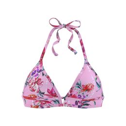 Sunseeker Damen Triangel-Bikini-Top "Modern", rosa, Gr. 34, bedruckt, floral, Polyamid, Bikini-Oberteile, mit floralem Design