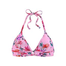 Sunseeker Damen Triangel-Bikini-Top "Modern", rosa, Gr. 36, bedruckt, floral, Polyamid, Bikini-Oberteile, mit floralem Design
