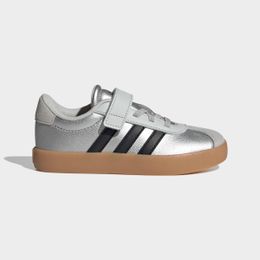 M&auml;dchen Sneaker "VL COURT 3.0 KIDS", adidas Sportswear, Gr. 33silber metallic, core schwarz, lgh solid grau, Leder, Synthetik, Schuhe, inspiriert vom