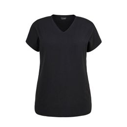 GOLDNER Damen Kurzarmshirt "Shirt mit V-Ausschnitt", schwarz, Gr. 62, Obermaterial: 100% Baumwolle CO., Shirts, Tiefer Rundhalsausschnitt